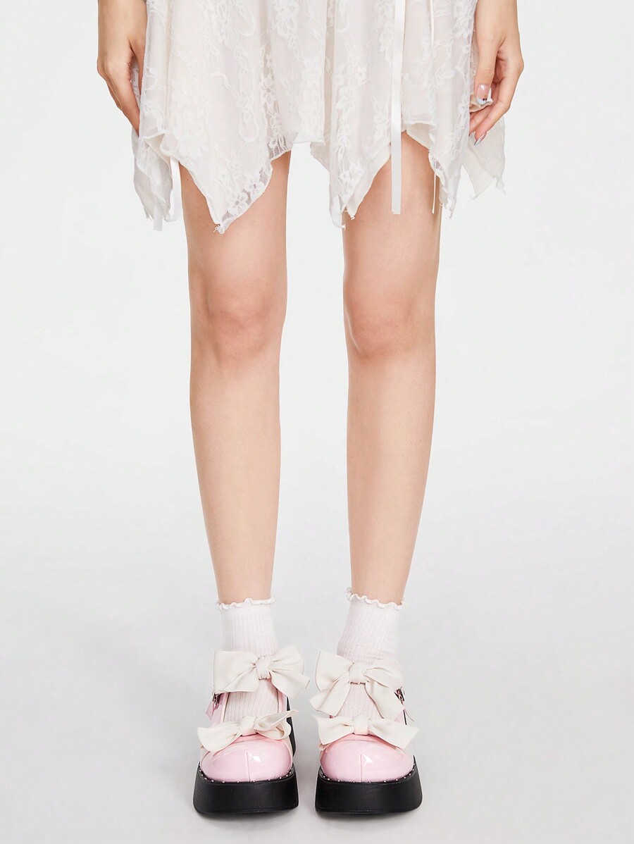 ROMWE Kawaii Academy Style Pink Heart Bow Mary Jane Lolita Shoes For ...