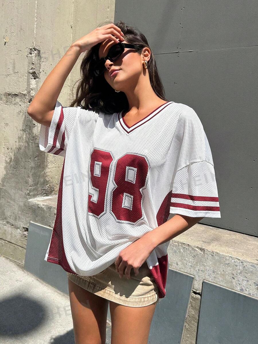 SHEIN Haute Colorblocked Football Jersey | SHEIN UK