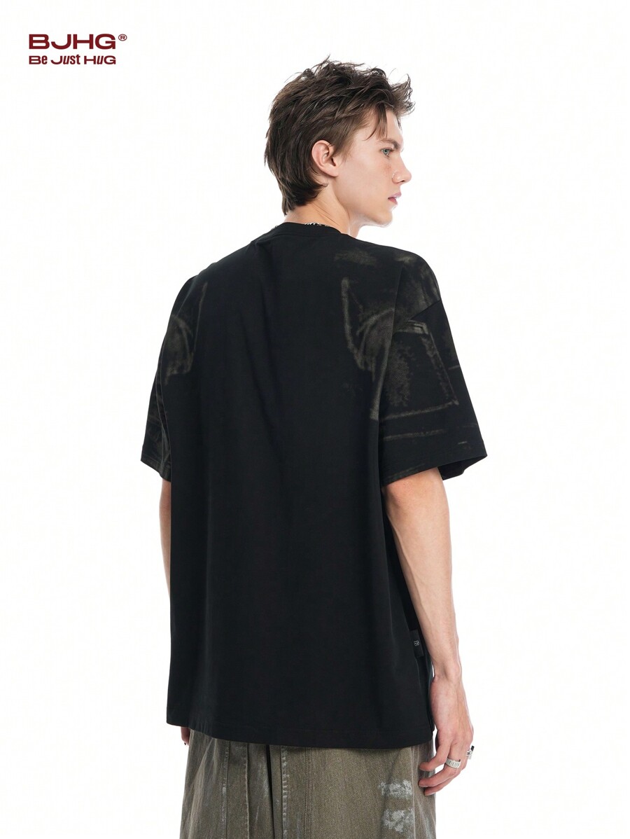 BJHG BJHG เสื้อยืดลำลองแขนสั้นพิมพ์ลายจดหมายฤดูร้อนของผู้ชาย | SHEIN TH