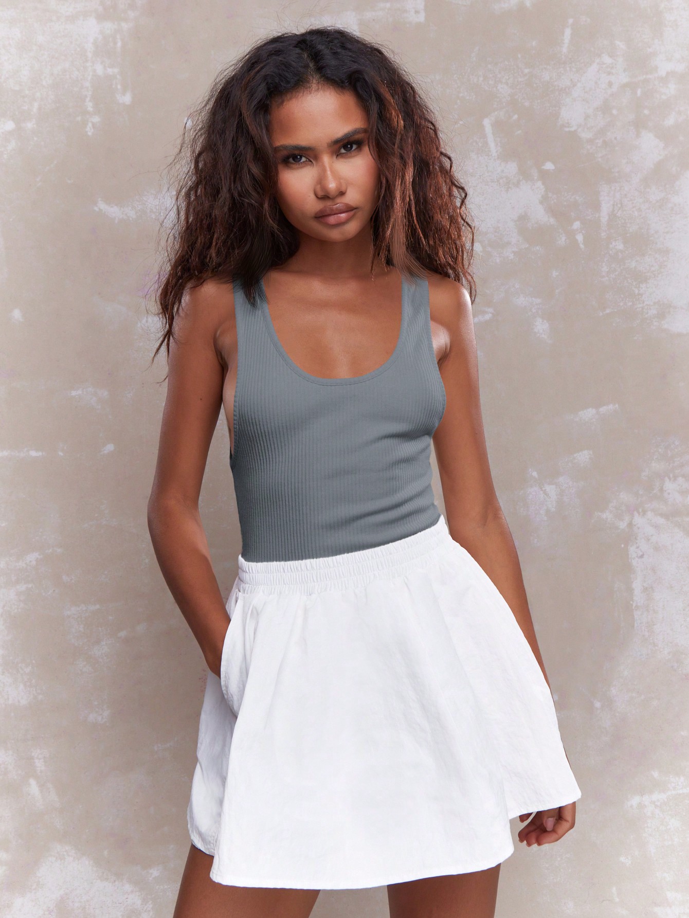 MISSGUIDED Sleeveless Ribbed Scoop Neck Bodysuit With Bottom Snaps ...