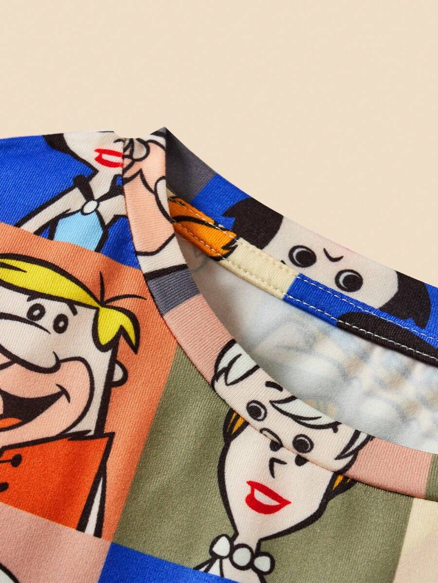 THE FLINTSTONES | SHEIN Tween Girl Cartoon Character Printed Short ...