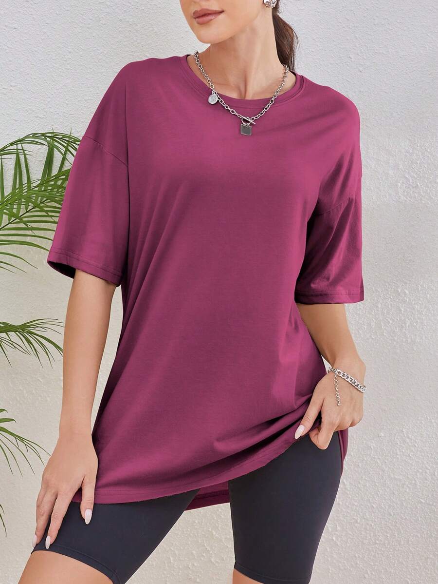 INAWLY Solid Drop Shoulder Tee | SHEIN USA