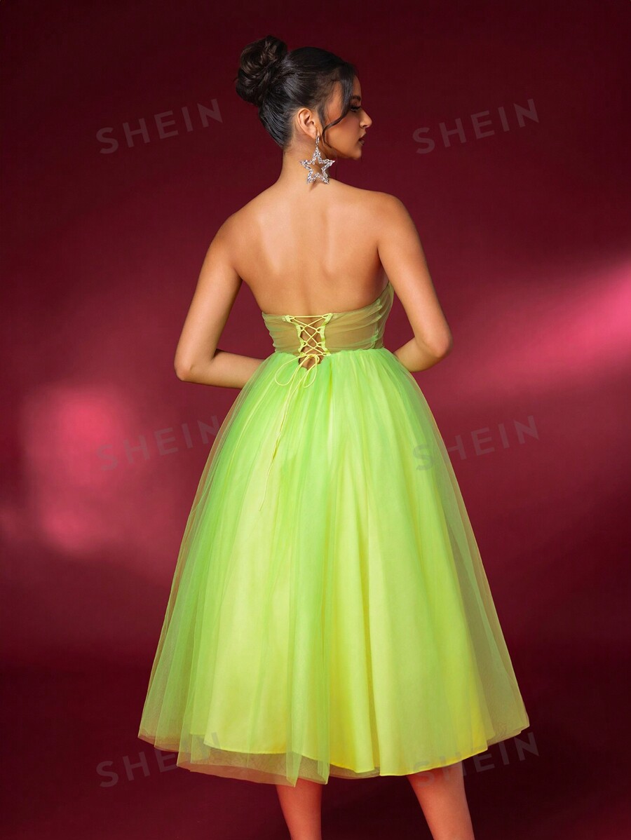 SHEIN Belle Elegant And Vibrant Fluorescent Strapless Bra Cup, With ...