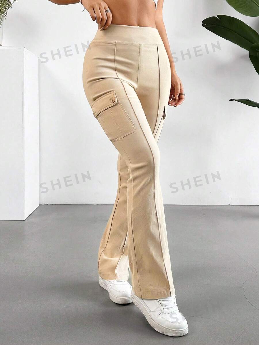SHEIN EZwear Stretch Pull-On Kick Bootcut Cargo Pant | SHEIN UK