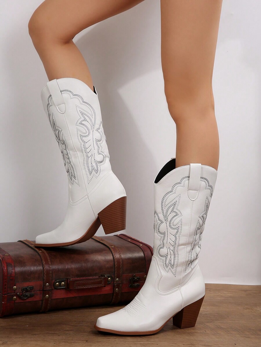 Ken Bean Embroidered Boots, 2024 European And American New Style Retro ...