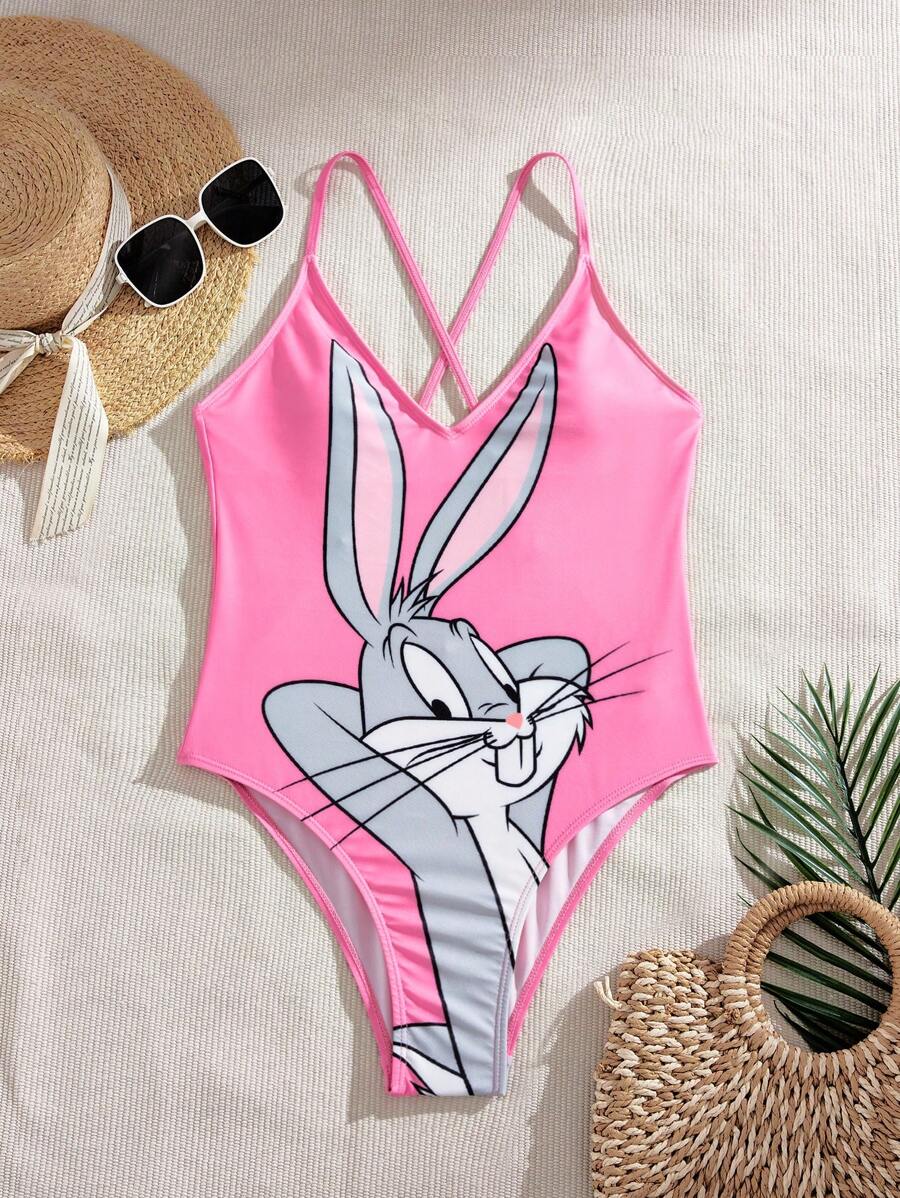 LOONEY TUNES X SHEIN Women's High Energetic Cartoon Rabbit Pattern ...