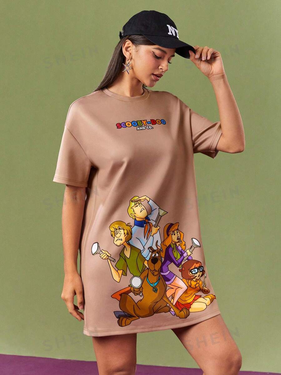 SCOOBY-DOO X SHEIN Women's Casual Cartoon Characters And Letters Print ...