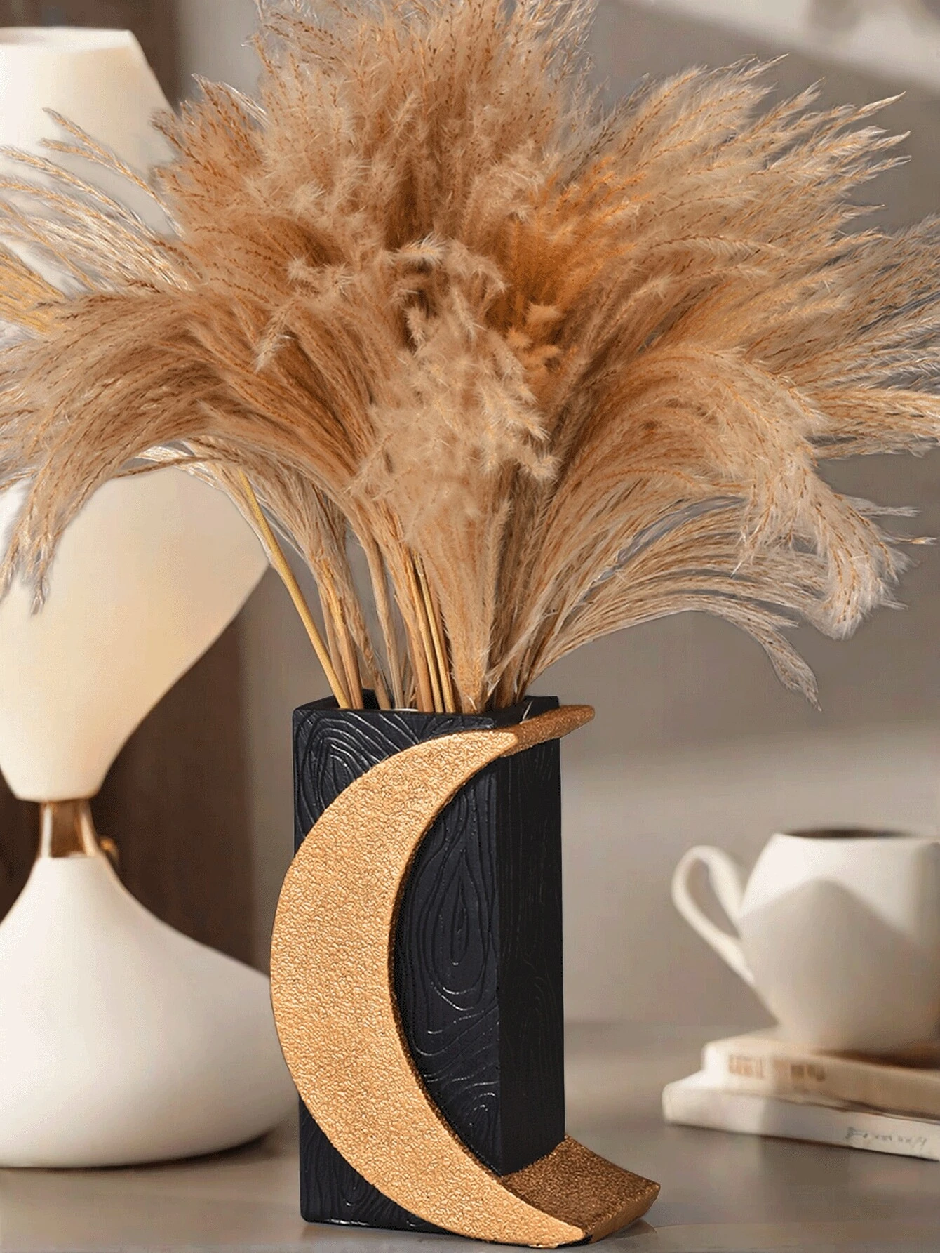 Home Decor Multicolor Resin Vase, Crescent Moon Decorative Vase For ...