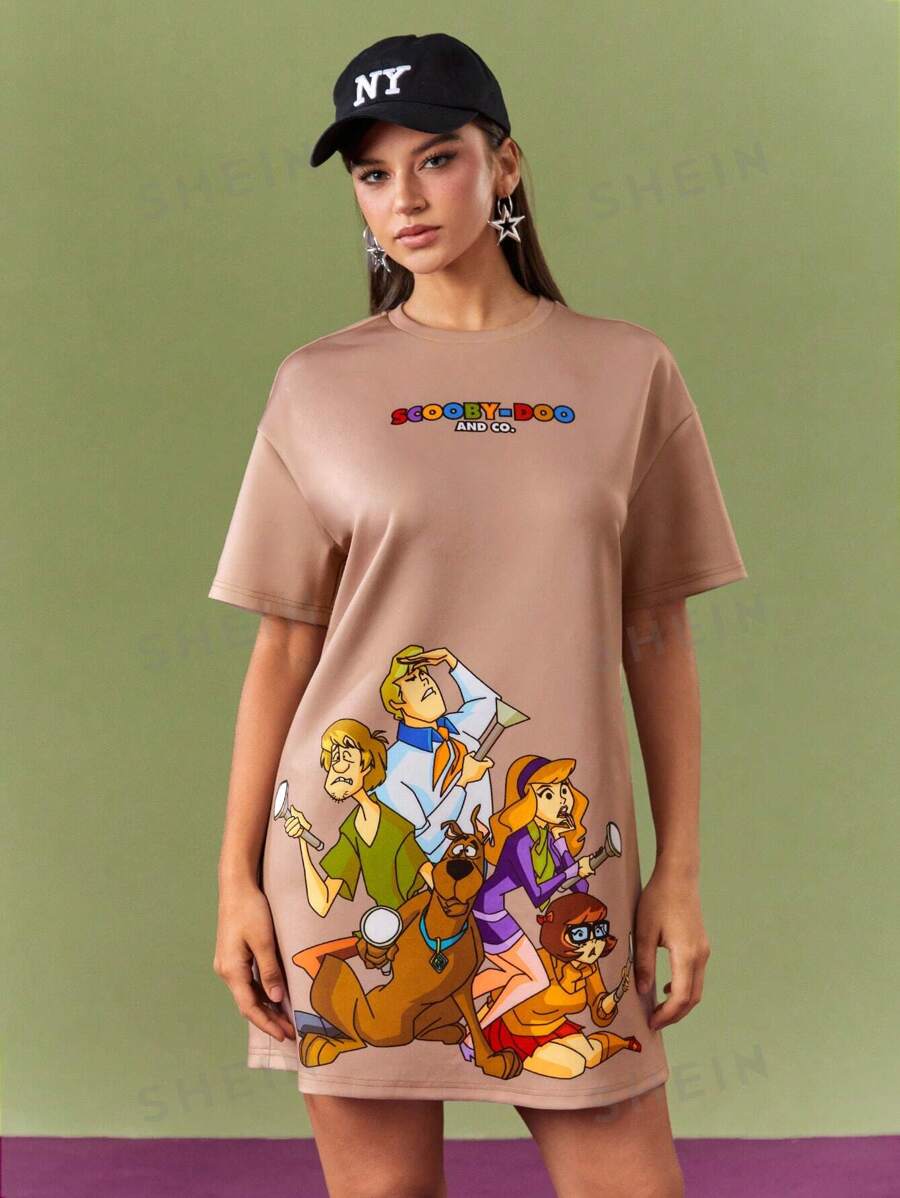 SCOOBY-DOO X SHEIN Women's Casual Cartoon Characters And Letters Print ...