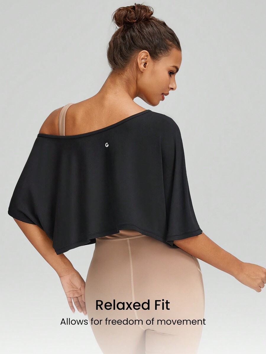 GLOWMODE Modal Off-Shoulder Cropped Tee Yoga Studio Daily | SHEIN USA