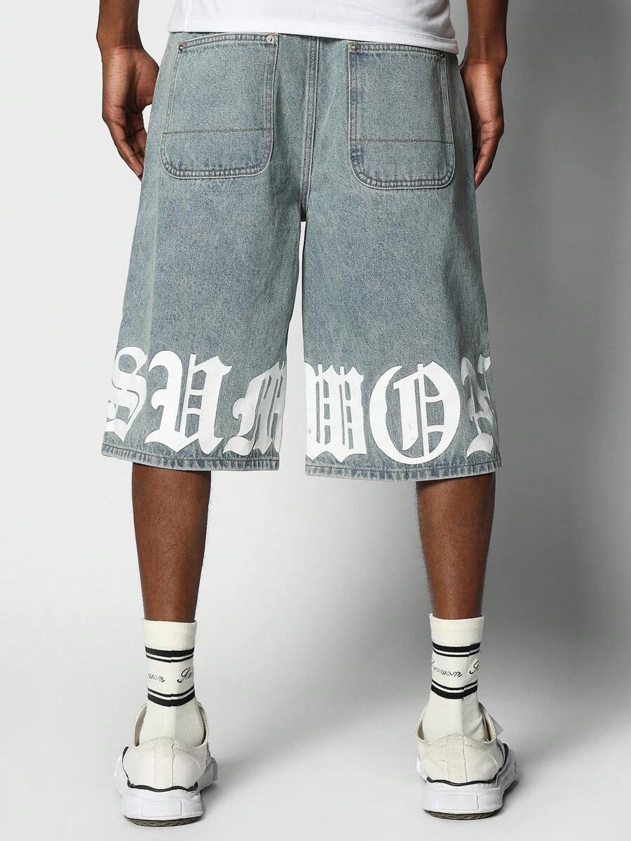 SUMWON Denim Jort With Graphic | SHEIN USA