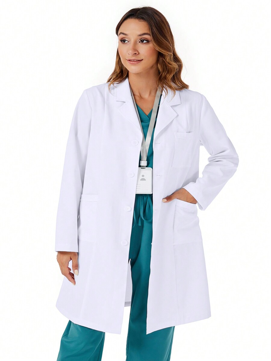 cimmuovere Plus Size Minimalist Lab Coat With Pocket Design for Sale ...
