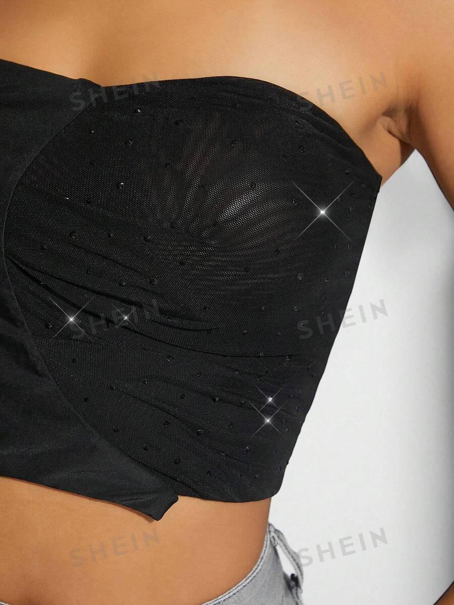 SHEIN Haute Rhinestone Deocr Crop Tube Top For Summer | SHEIN USA