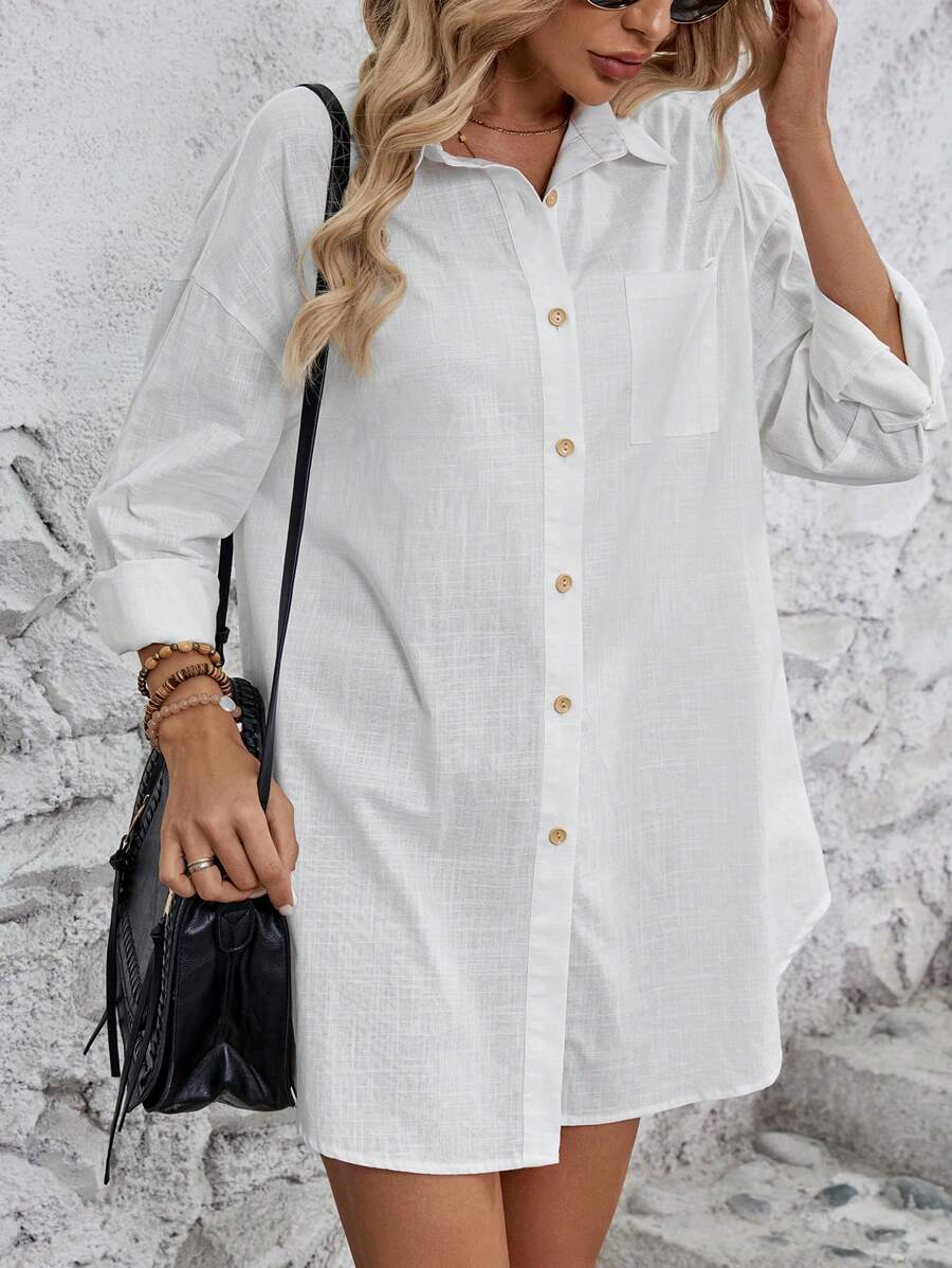 SHEIN LUNE Women's Collared Loose Fit Long Sleeve Sun Protection Casual ...