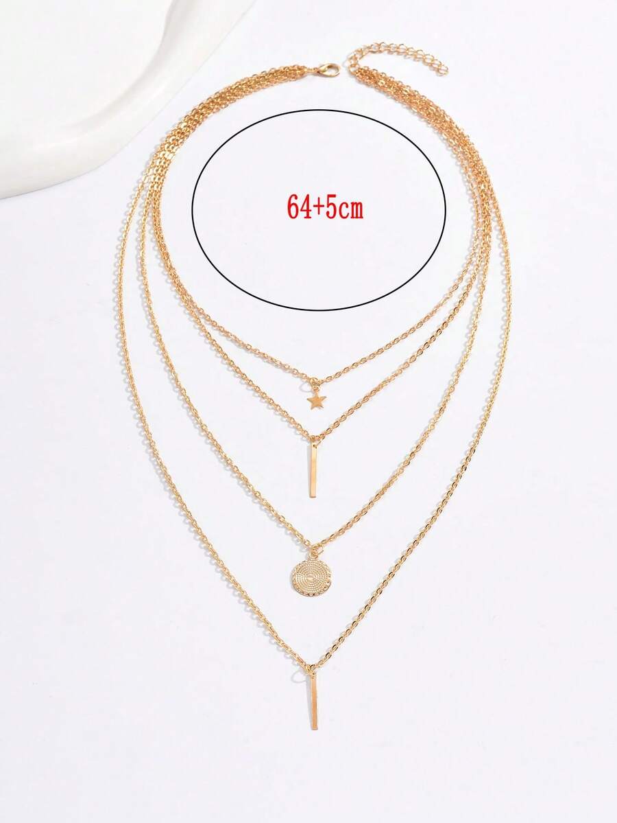 Disc & Star Charm Layered Necklace | SHEIN USA