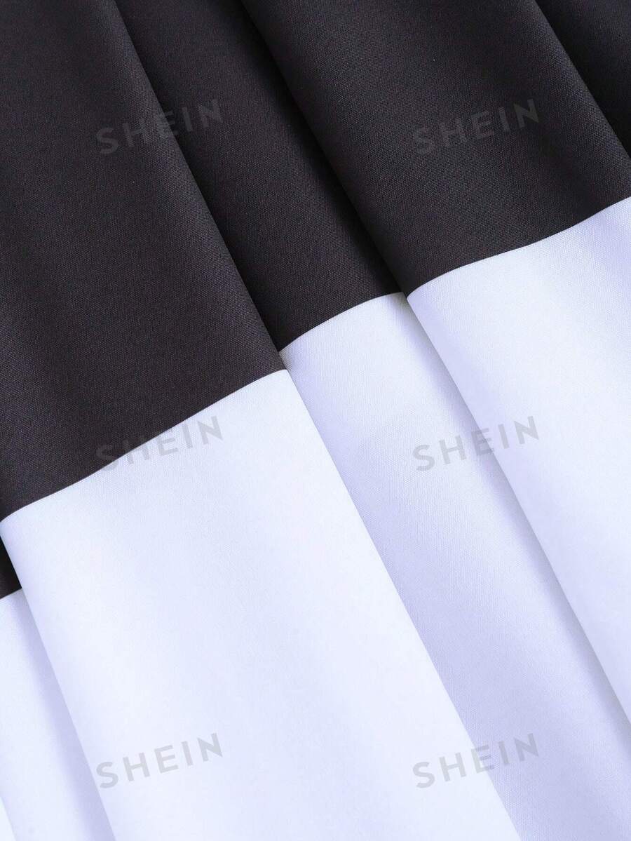 SHEIN Raffinéa French Style Black Striped Sleeveless Dress, Must-Have ...