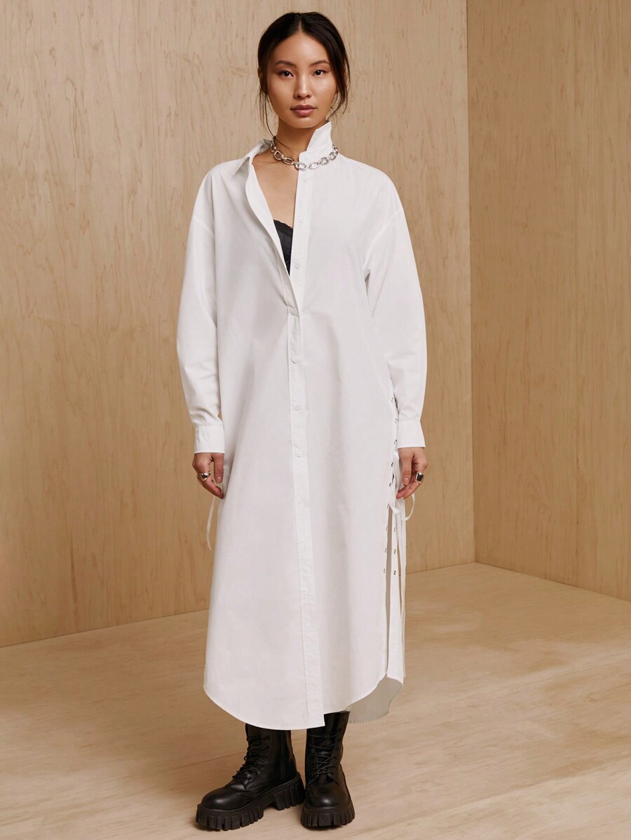 MONSE Designer Button-Down Elegant Dress, Cotton, Holiday, Party ...