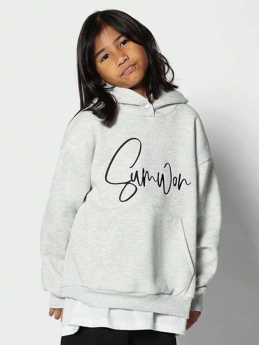 SUMWON Sumwon Logo Pullover Hoodie Oversized Signature Script Pocket ...