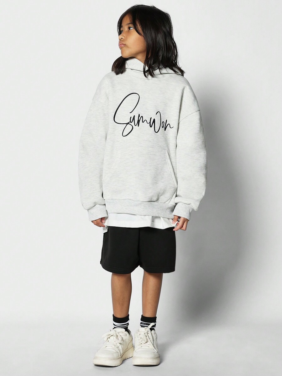 SUMWON Tween Girls Oversized Fit Overhead Hoodie With Embroidery ...