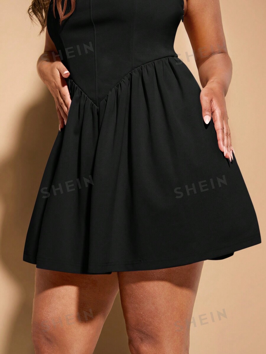 SHEIN BAE Plus Size Women's Summer Sweet Pink Wide Shoulder Strap A-Hem ...