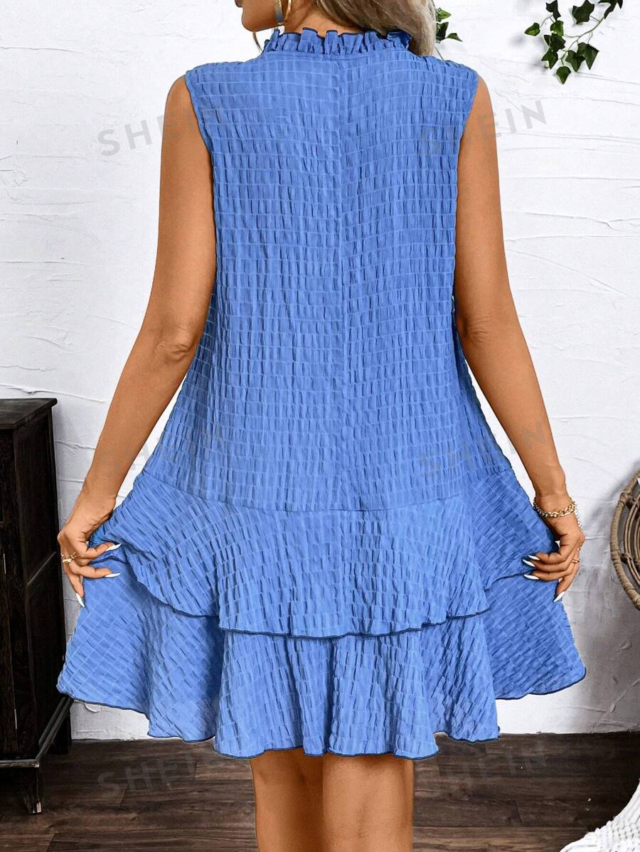 SHEIN Clasi Summer Blue Textured Fabric Elegant & Comfortable Double ...