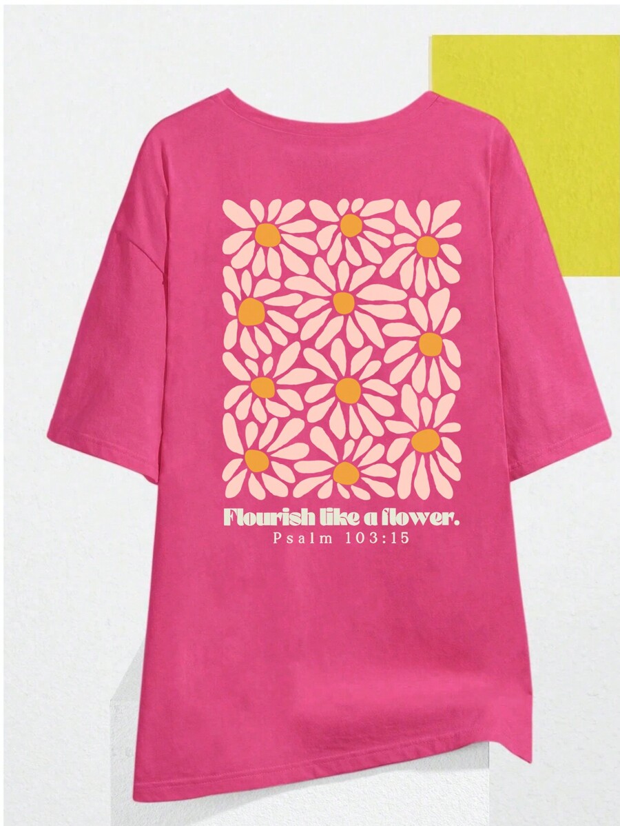 INAWLY Flower Bohemian T-Shirt, Vintage Style, With Bible Verse From ...