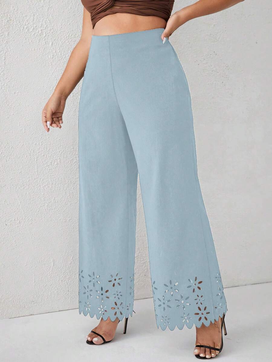 SHEIN Clasi Weite Hose mit Laser Cut Outs in großen Größen | aktuelle ...