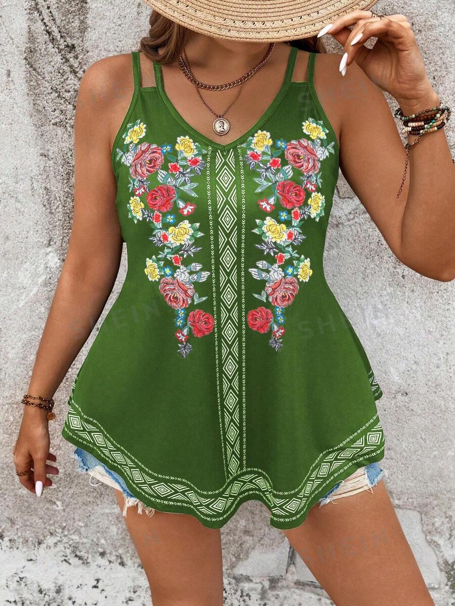 Shein Vcay Plus Floral Print Cami Top For Summer Vacation Shein Uk