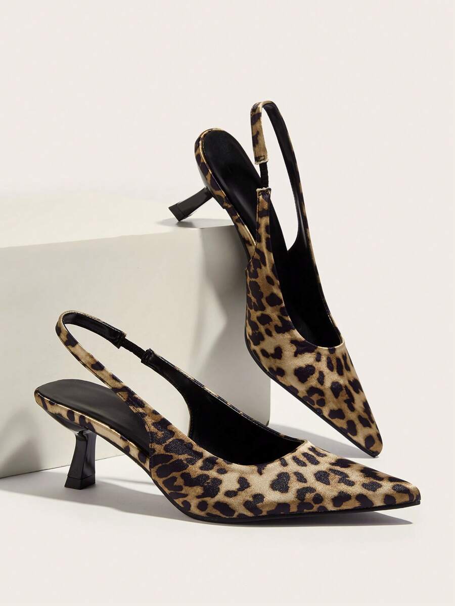 Wedding Party Sexy Leopard Print Pointed Toe Ankle Strap Stiletto High ...