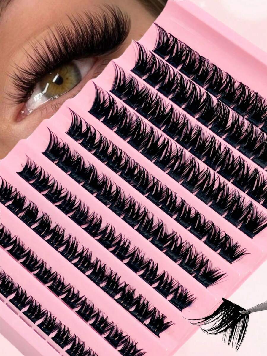120 Clusters Eyelashes, Thick & Fluffy Wispy Lashes, 0.07mm D Curling ...