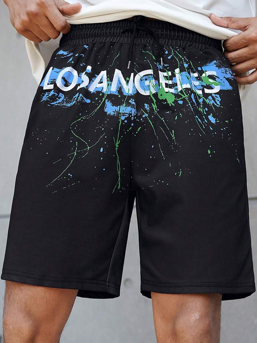 Manfinity EMRG Men Shorts Men's Street-Style Splash-Ink Print Los ...