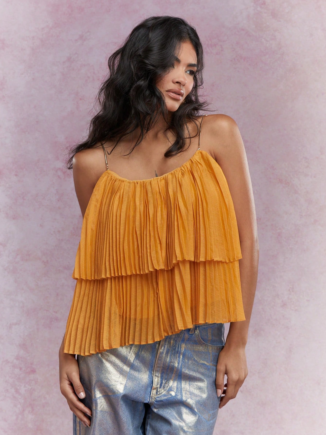 Metal Strap Tiered Ruffle Cami Top | MISSGUIDED