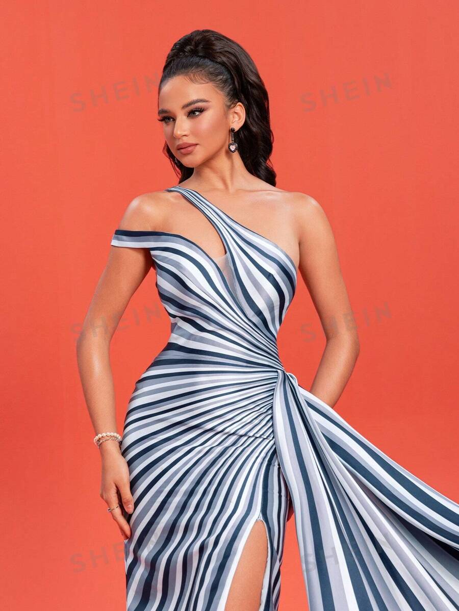 Smilprince Striped Waist-Cinching Party Maxi Dress, Elegant | SHEIN USA