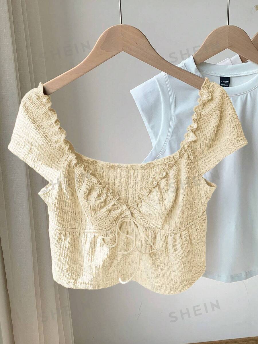 SHEIN EZwear KELLAN CAP SLEEVE TOP BLUE | SHEIN UK