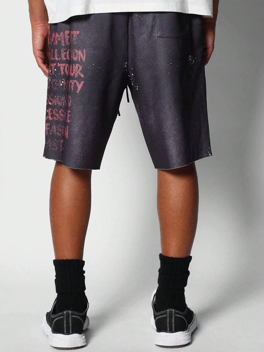 SUMWON Drop Crotch Jort Short With Graffiti Graphic | SHEIN USA