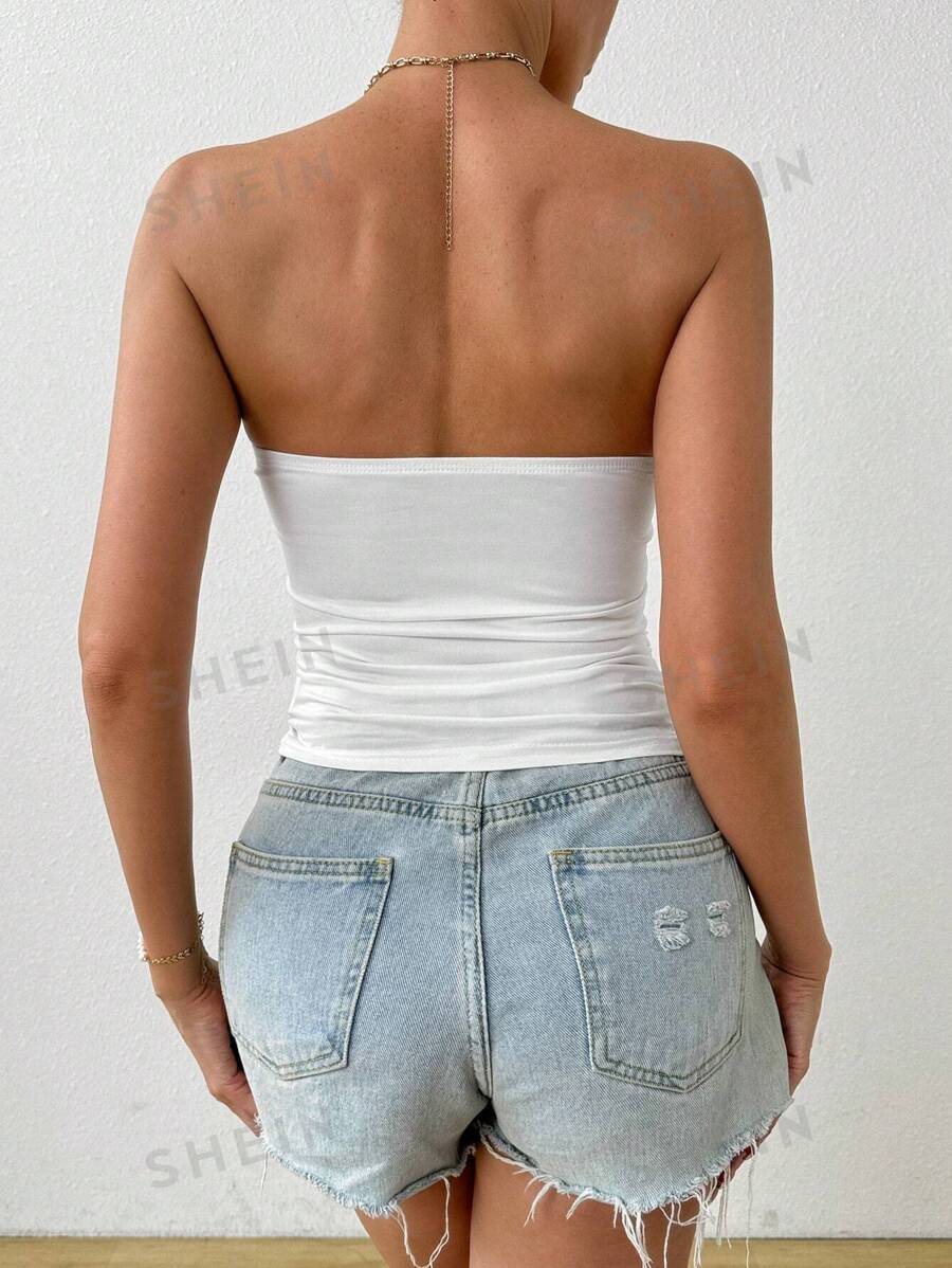 SHEIN Privé Women's Elegant Hibiscus Floral Print Cute Funny Bandeau ...