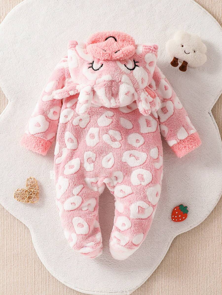 SHEIN Baby Girls Footed Pajamas, Winter Animal Print Infant Toddler ...