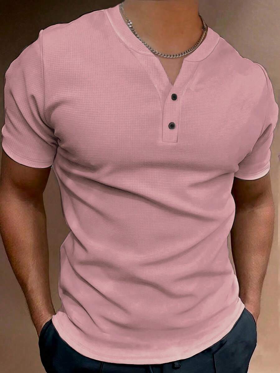 Manfinity Homme Men Solid Button Front Tee | SHEIN USA