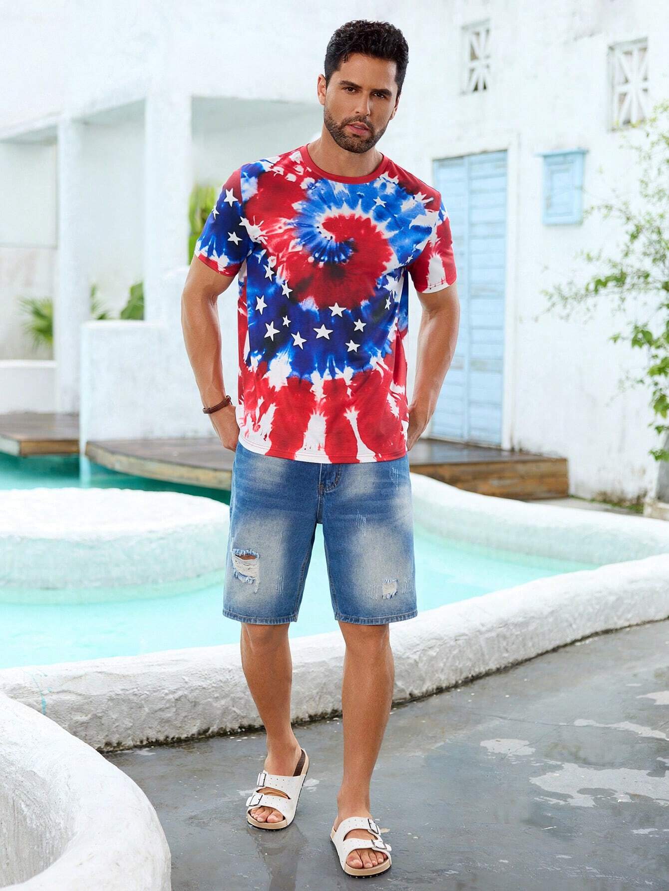 Manfinity Vacaylife 1pc Men Beach Outfits Summer Vacation Knit Casual ...