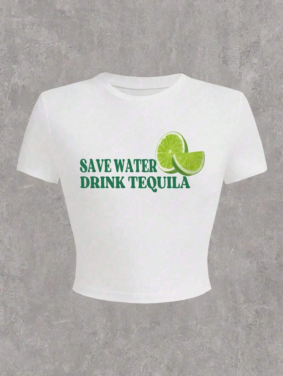 INAWLY Lively Lemon & Letter Printed T-Shirt For Women, Regular Fit ...