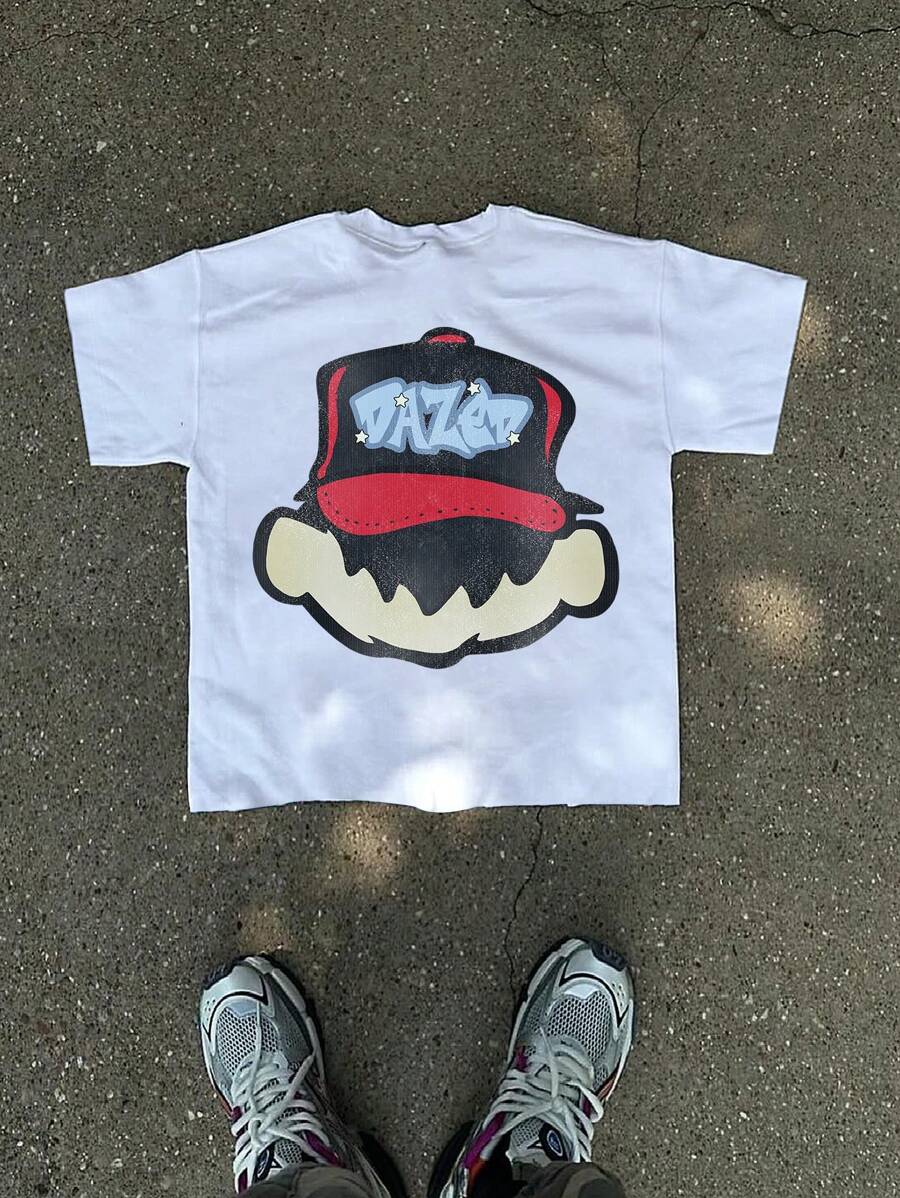 Manfinity EMRG Men's Summer Cartoon Character Printed Round Neck Casual ...