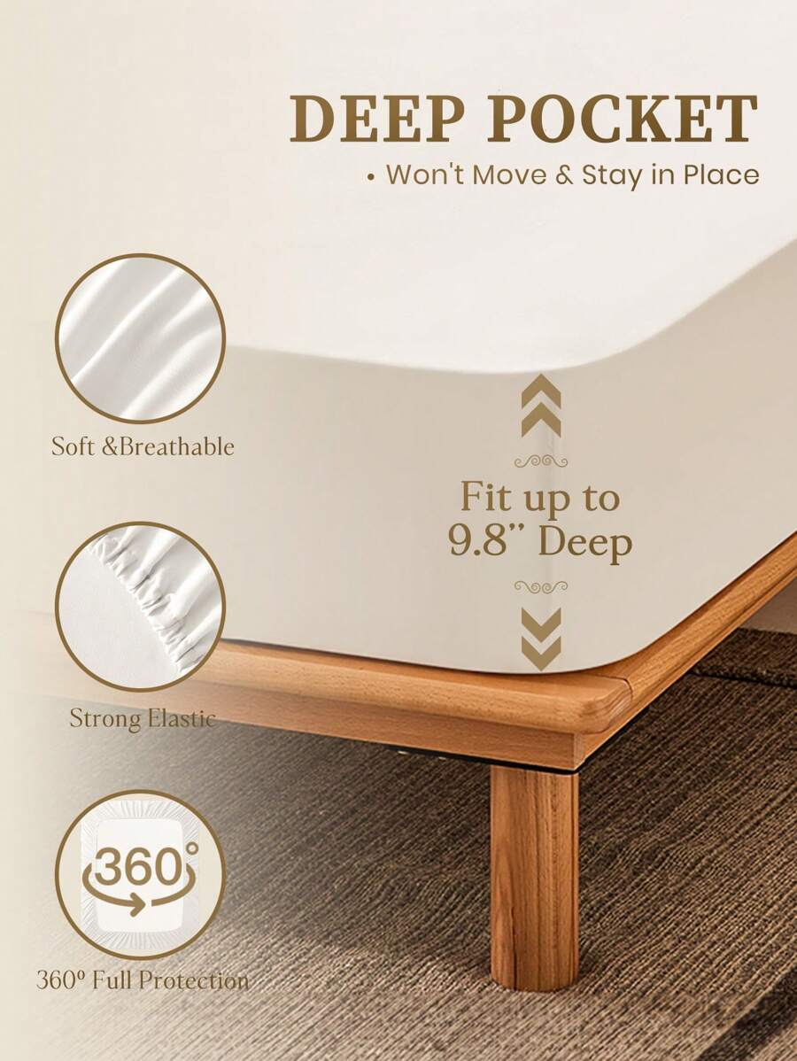 1pc Solid Color Fitted Sheet, Mattress Protector, Mattress Cover For ...