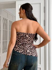 SHEIN EZwear Plus Size Women's Leopard Print Tube Top | SHEIN USA