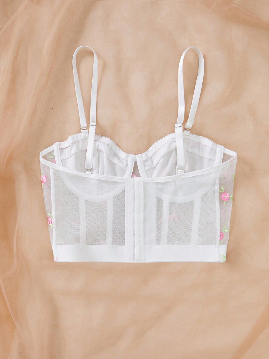 Romantic Embroidery Underwire Bra, Slim Waist Design, Can Be Worn As ...