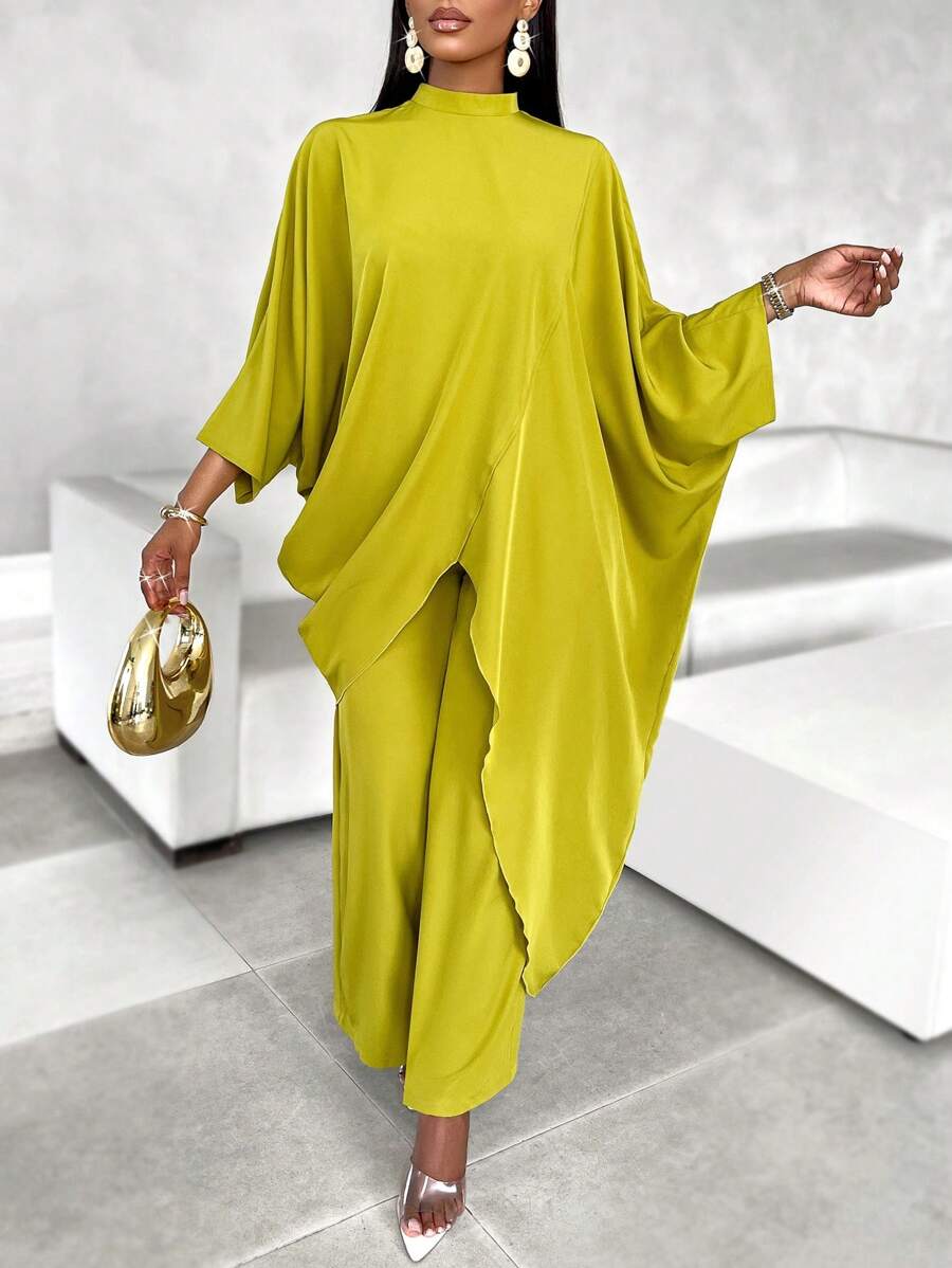 AIJ Amarilo Women's Solid Color Minimalist Everyday Long Shirt + Wide ...