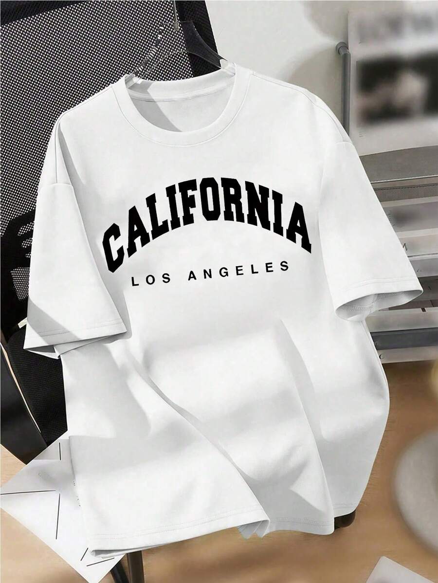Teenage Boys' Casual Printed T-Shirt, Simple Black & White Letter ...