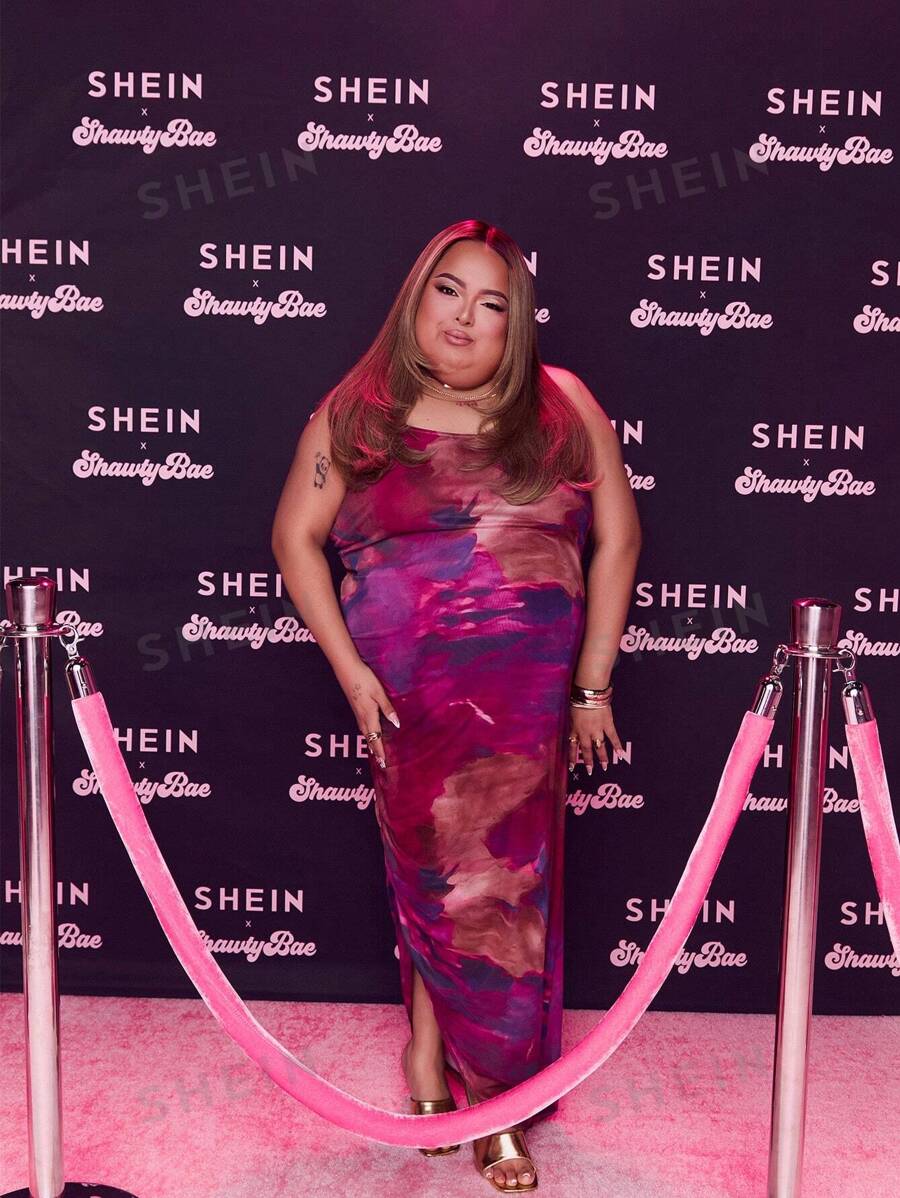 SHEIN X Shawty Bae SHEIN Slayr Plus Tie Dye Ruched Asymmetrical Hem Cami Dress | SHEIN