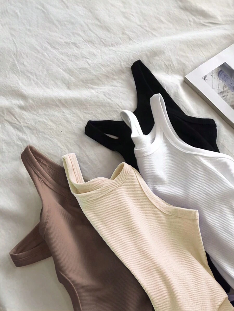 SHEIN Essnce Women's Summer Solid Color Round Neck Casual Basic Tank ...