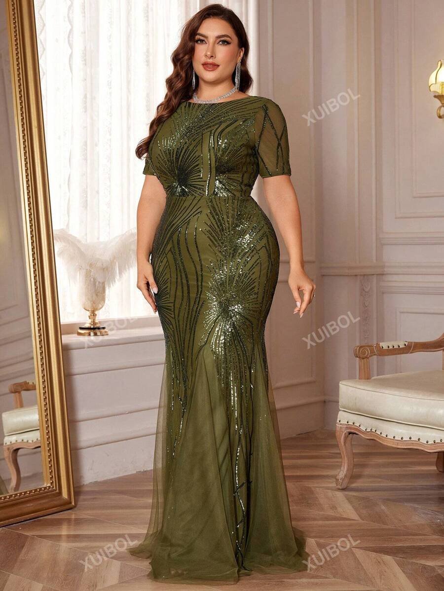 XUIBOL Robe de soirée de grande taille (modèle de travail épais) Robe d ...