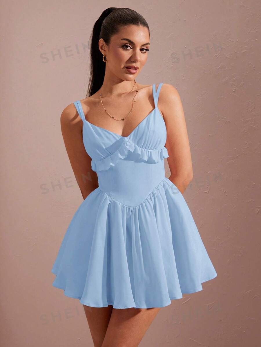 SHEIN BAE Summer Graduation Season Women's Deep V-Neck Cup Style Sweet ...